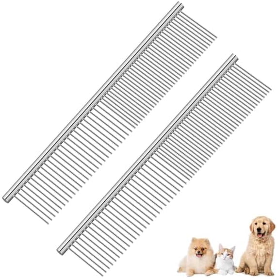 2 Pack Comb Pet, Stainless Steel Combs with Rounded , Professional ...