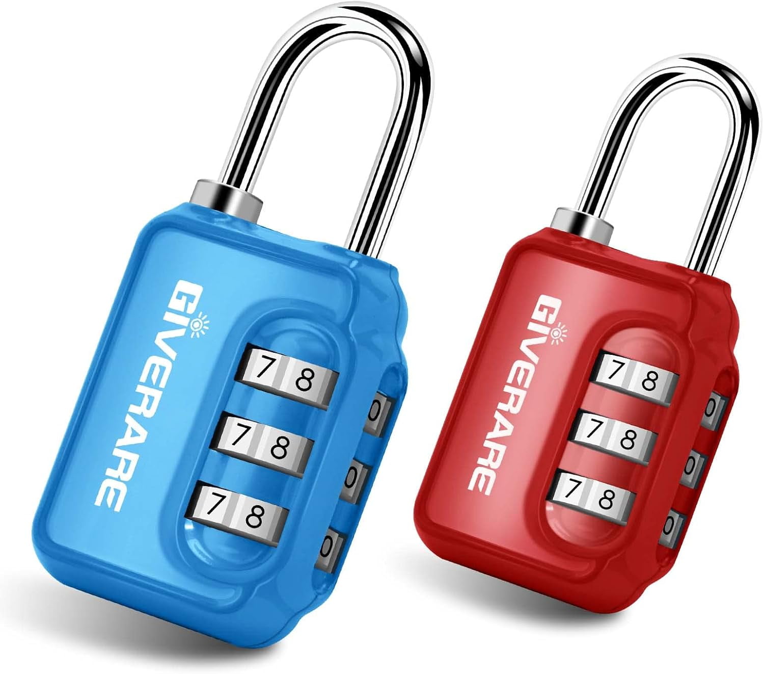 2 Pack Combination Lock, 3-Digit Padlock Keyless, Resettable Luggage ...
