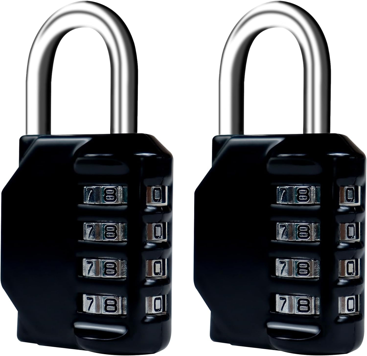 2 Pack Combination Lock 4 Digit, Black Resettable Combination Padlock ...