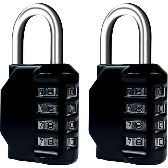 2 Pack Combination Lock 4 Digit, Black Resettable Combination Padlock ...