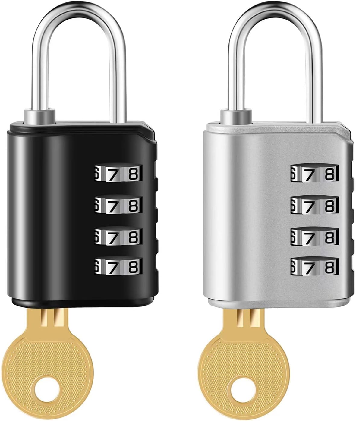 2 Pack Combition Padlock, 4 Digit Resettable Padlock with Keys, Combo ...