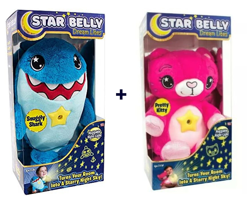 2 Pack Combo Snuggly Shark + Pretty Kitty, Star Belly Dream Lites ...