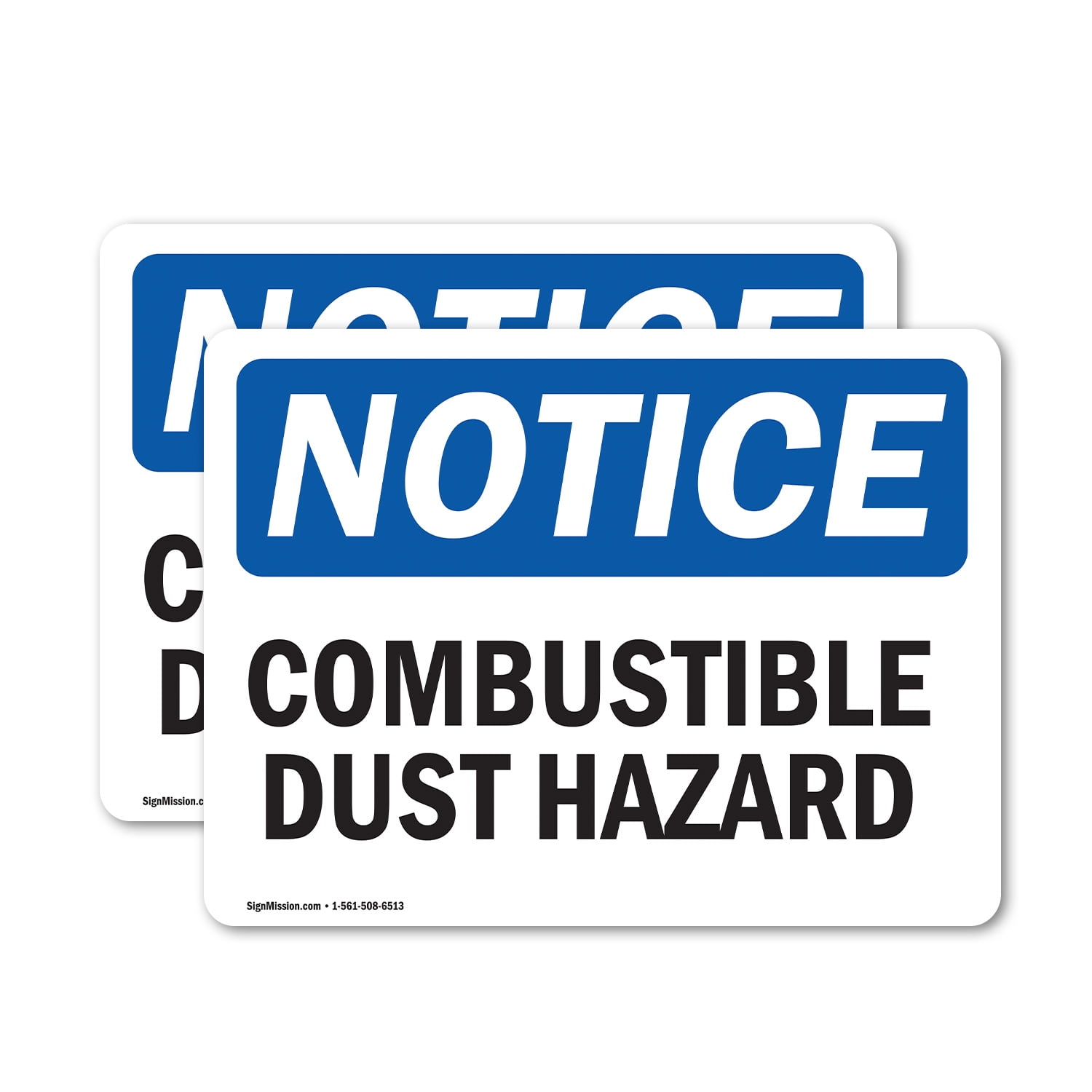 (2 Pack) Combustible Dust Hazard OSHA Notice Sign 18 Inch X 12 Inch ...