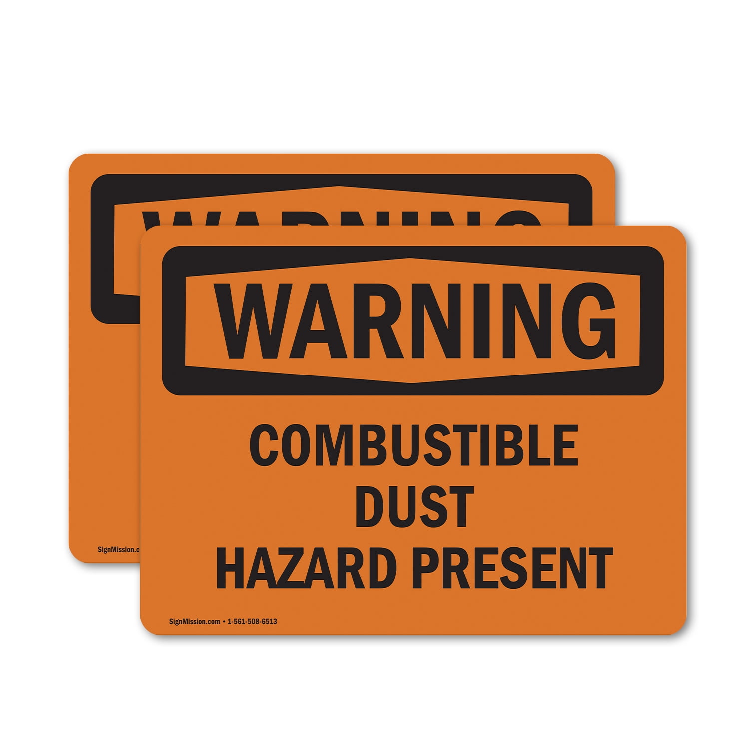 (2 Pack) Combustible Dust Hazard Present OSHA Warning Sign 5 Inch X 3.5 ...