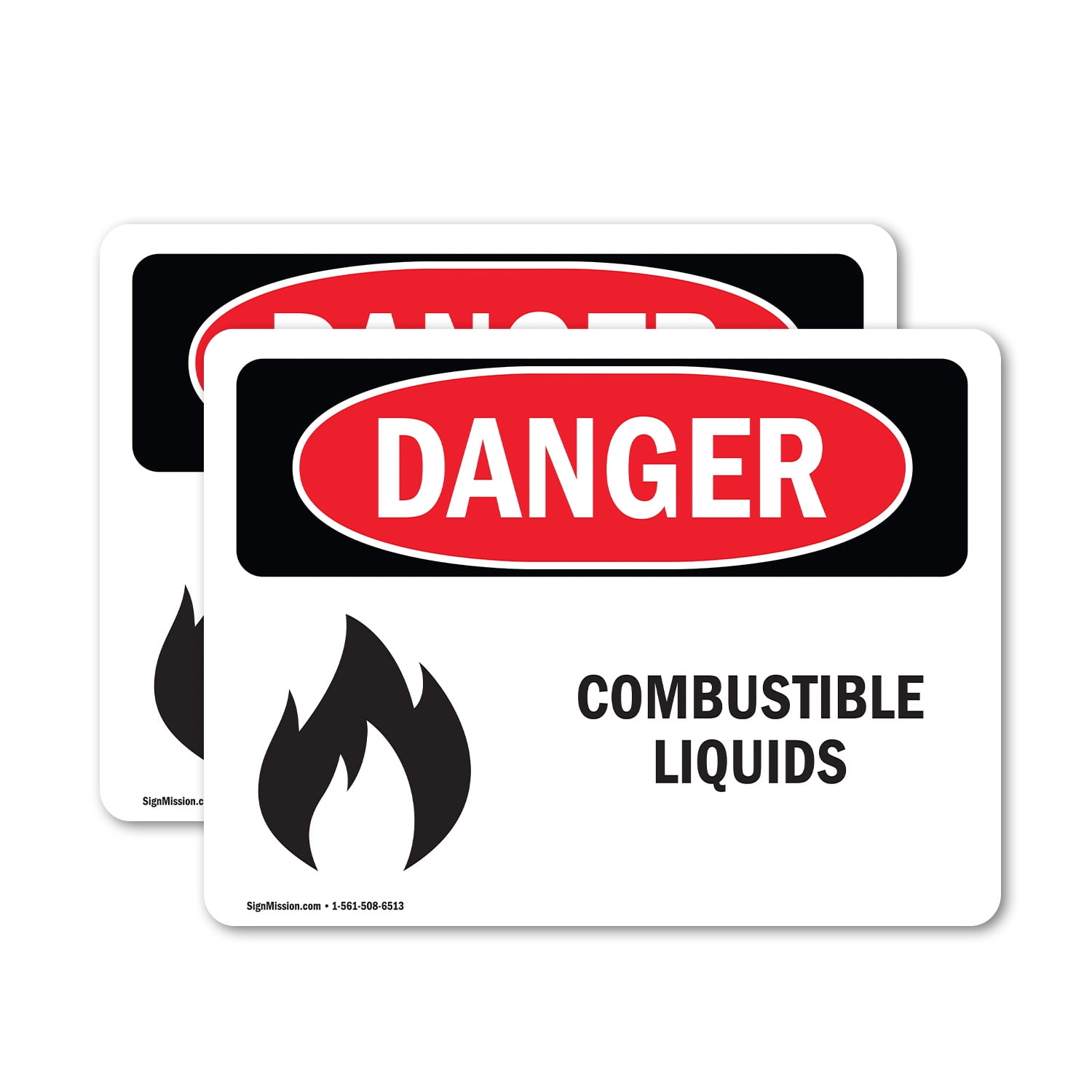 (2 Pack) Combustible Liquids OSHA Danger Sign 14 Inch X 10 Inch Vinyl ...