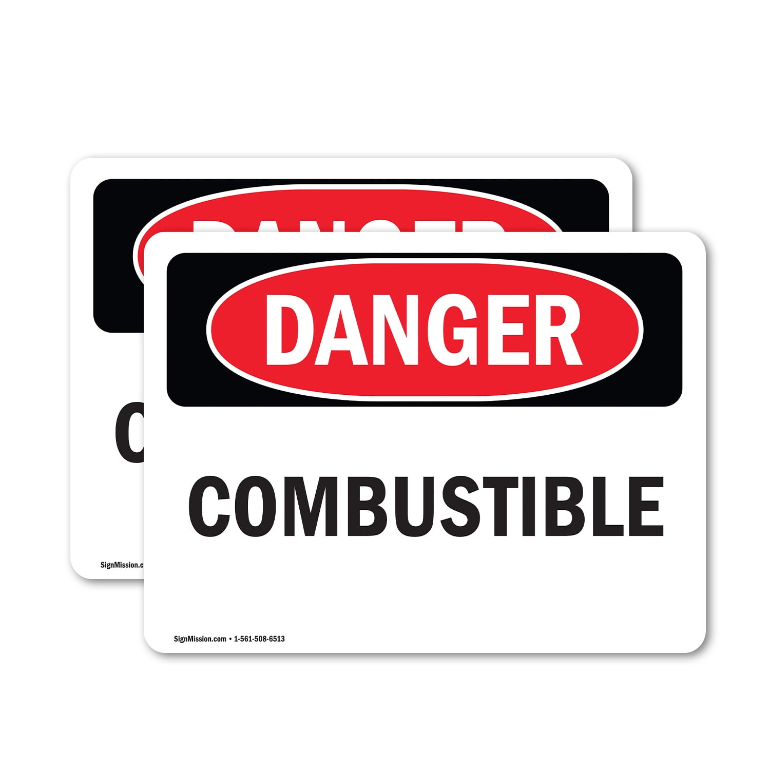 (2 Pack) Combustible OSHA Danger Sign 5 Inch X 3.5 Inch Vinyl Label ...