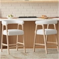 2-Pack Comfort Counter Stools with Back - Natural Finish Wood Stools ...
