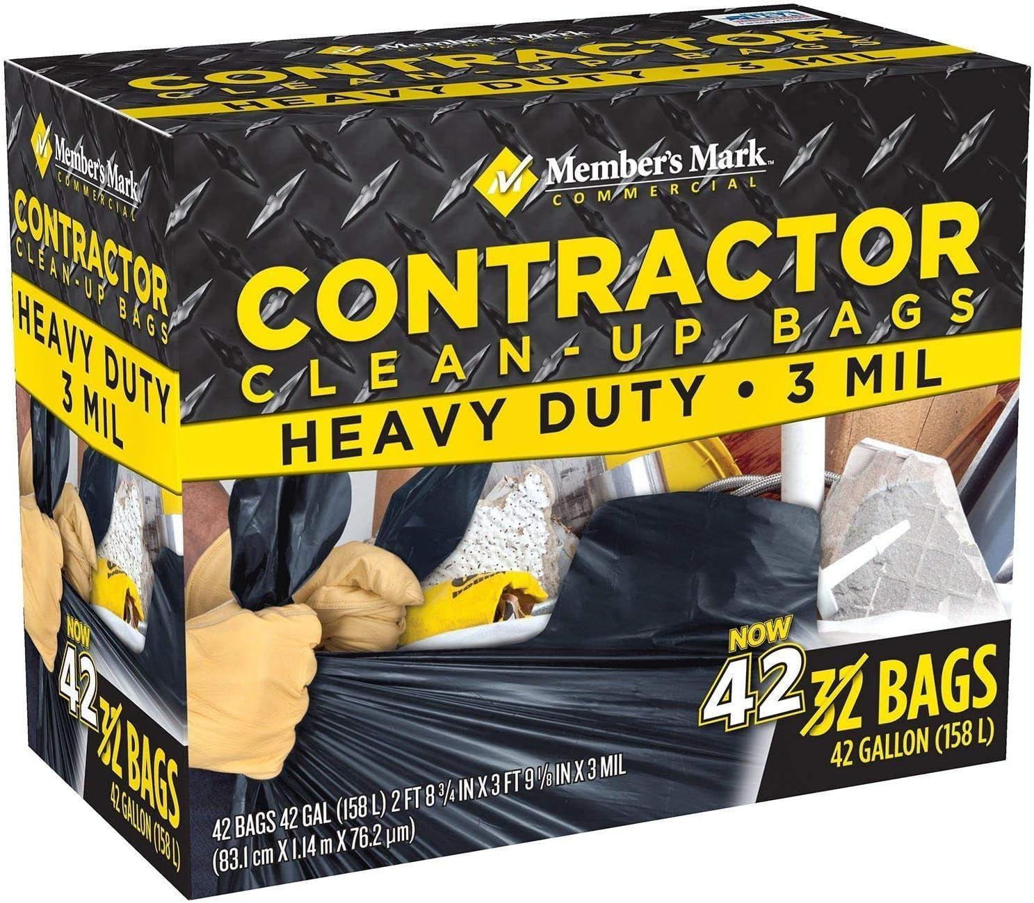 2 Pack Commercial Contractor Clean-Up Bags (42 gal, 42 ct. In Each Pack ...