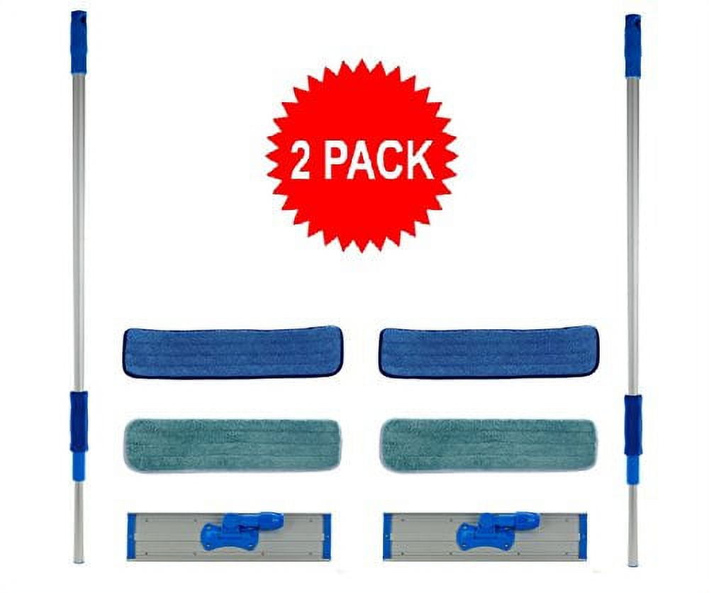 2 Pack Commercial Grade 18 inch Microfiber Mop Kit With Two Microfiber ...