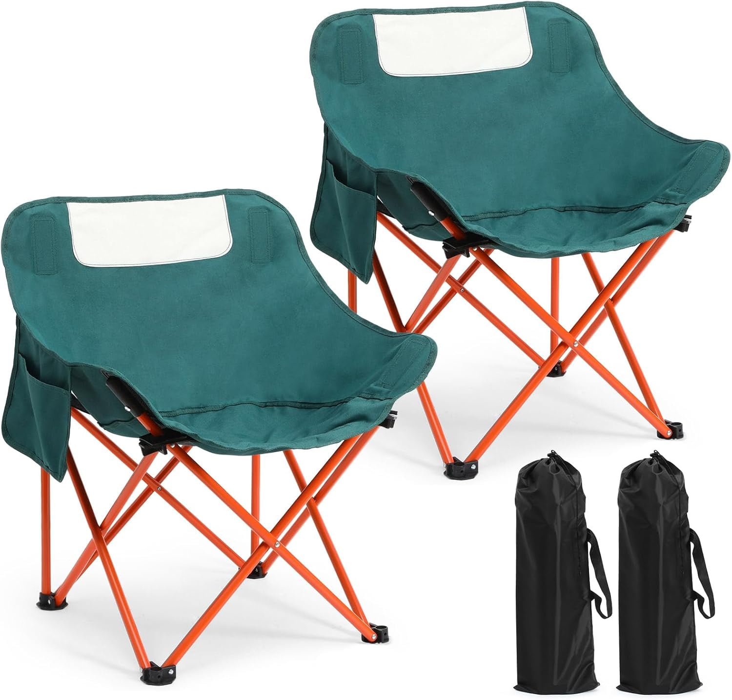 2 Pack Compact Camping Chairs Portable Folding for Outside with Carry ...