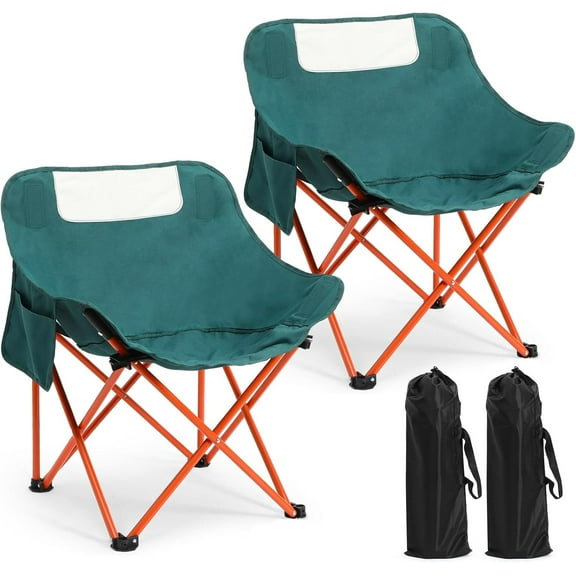 2 Pack Compact Camping Chairs Portable Folding for Outside with Carry ...