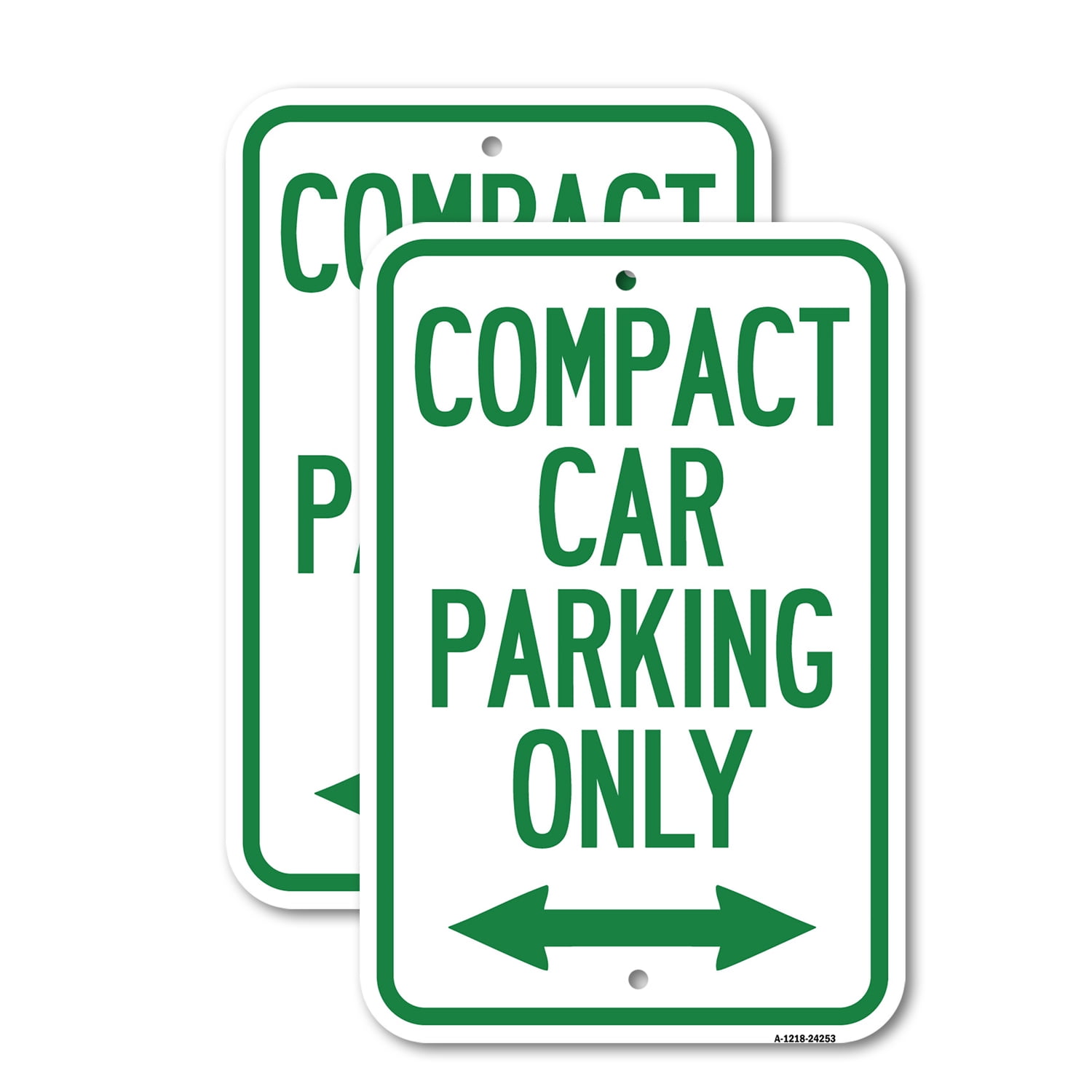 (2 Pack) Compact Car Parking Only (With Bidirectional Arrow) | 12" X 18 ...