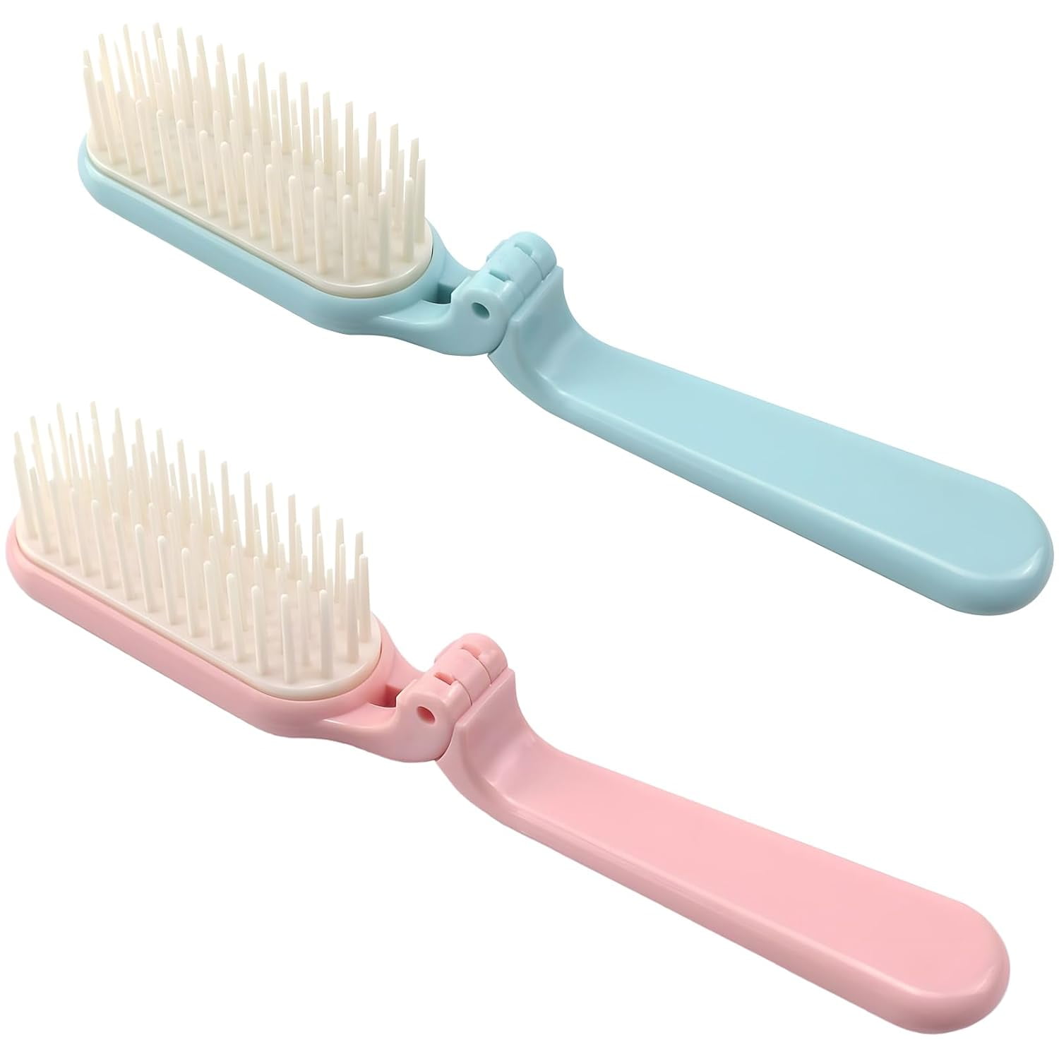 2-Pack Compact Folding Hair Combs in Blue & Pink - Perfect for Travel ...