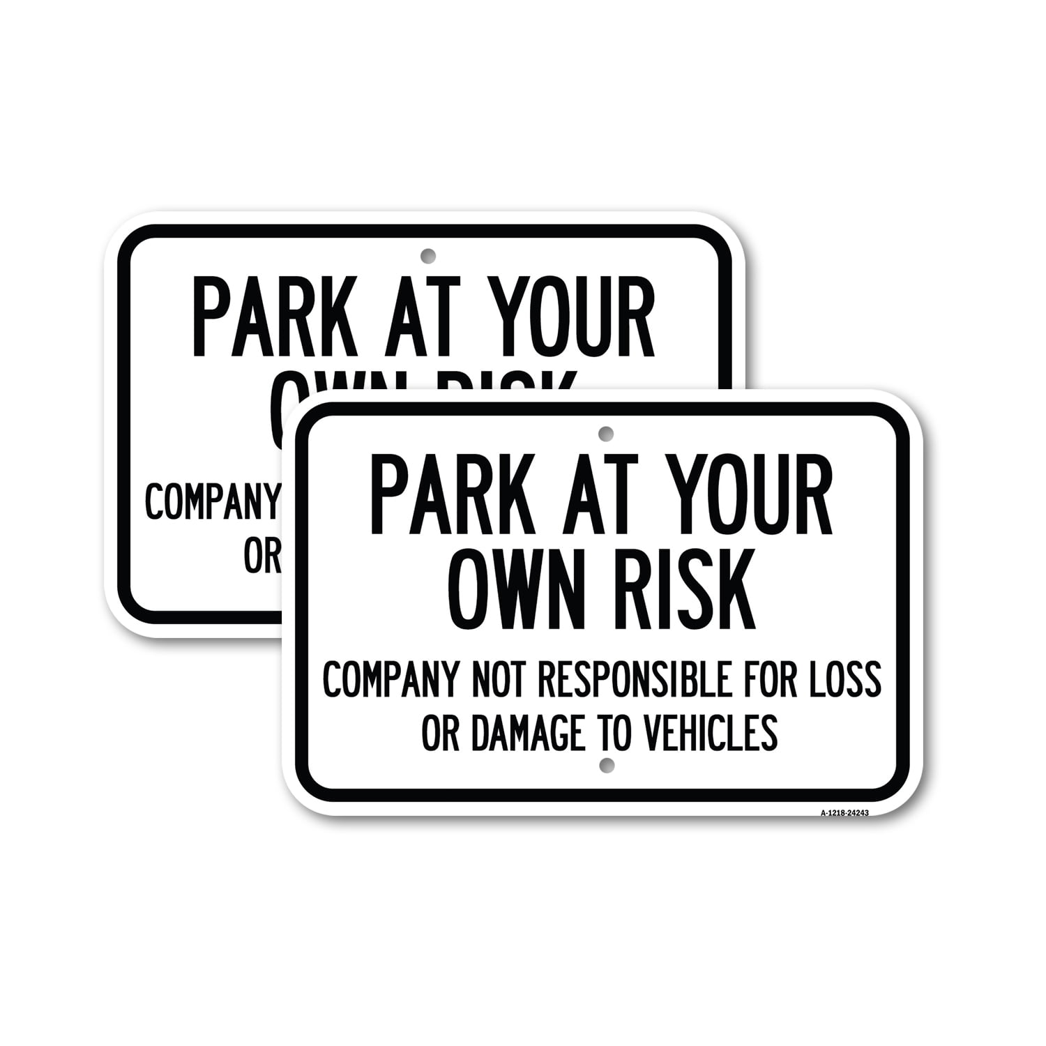 (2 Pack) Company Not Responsible for Loss or Damage to Vehicles | 18" X ...