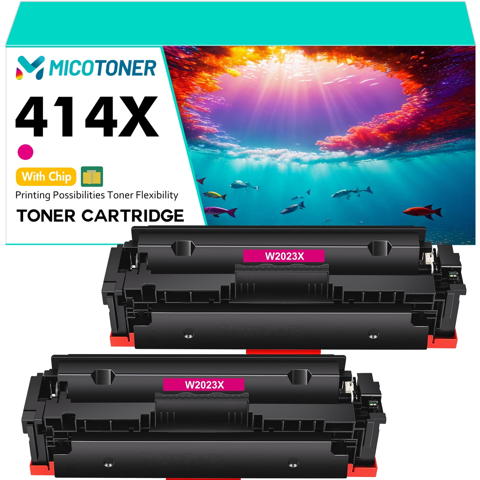 2-Pack Compatible Toner with Chip for HP 414X W2023X Color LaserJet ...