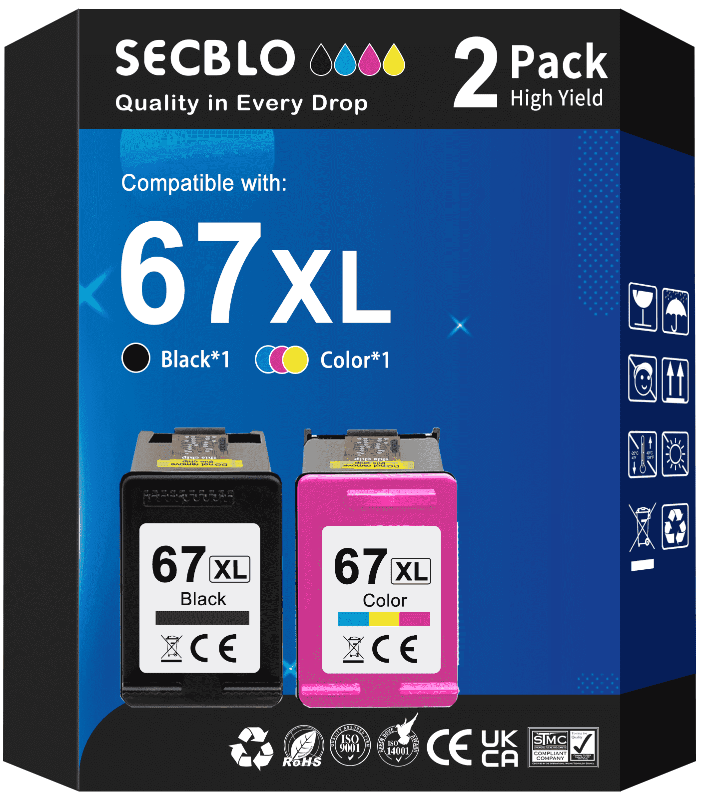 67 Ink Cartridge Compatible for HP 67XL Ink Cartridge for HP Printer ...