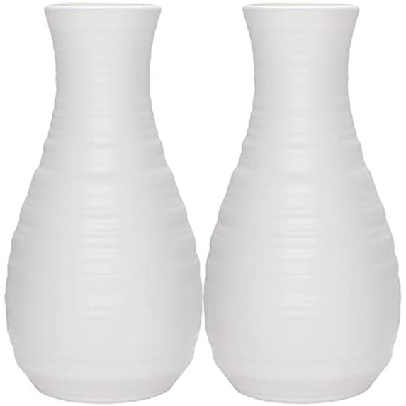 2 Pack Composite Plastics Flower Vase, Unbreakable Ceramic Look Vase ...