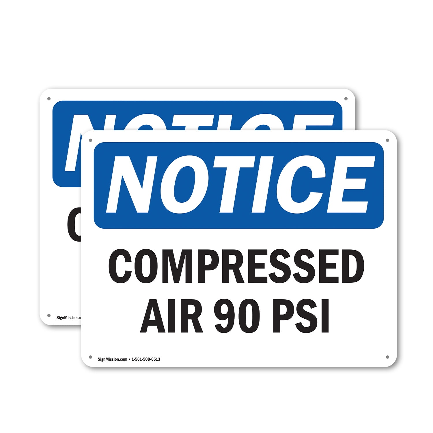(2 Pack) Compressed Air 90 PSI OSHA Notice Sign 18 Inch X 12 Inch ...