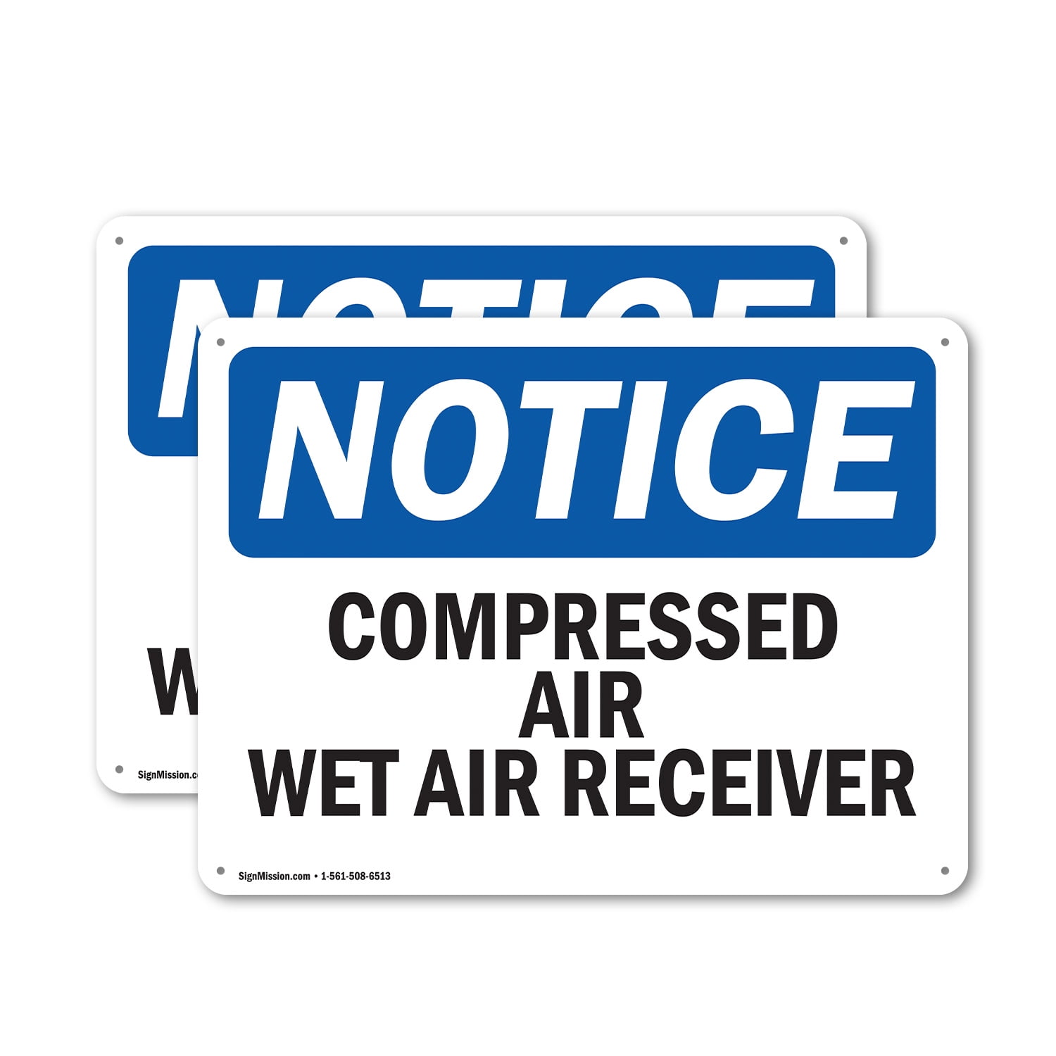 (2 Pack) Compressed Air Wet Air Receiver OSHA Notice Sign 24 Inch X 18 ...