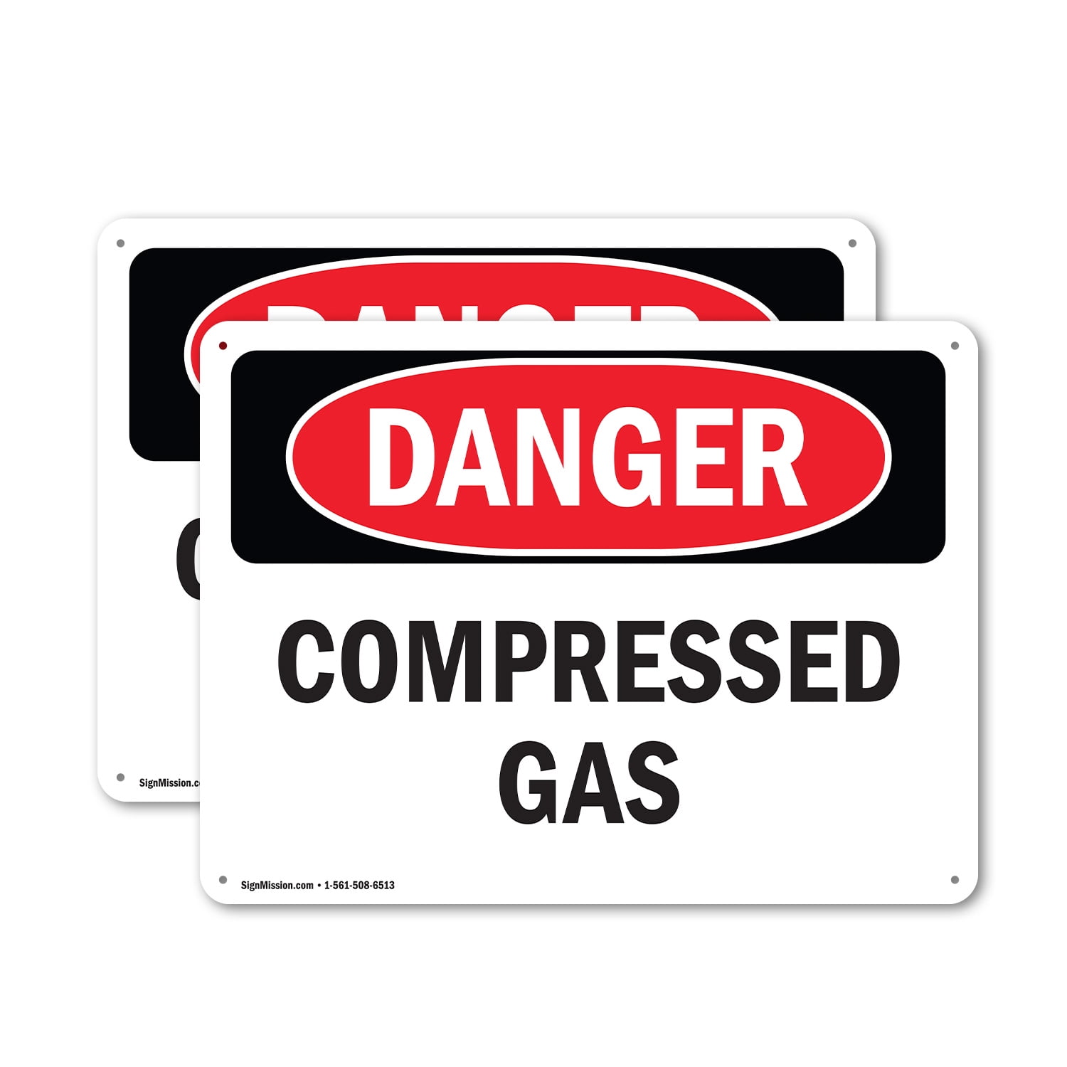 (2 Pack) Compressed Gas OSHA Danger Sign 24 Inch X 18 Inch Plastic Sign ...
