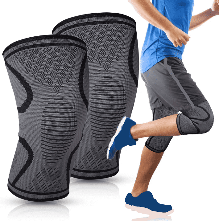 2-Pack Compression Knee Sleeve, Breathable Knitted Elastic Knee Brace ...