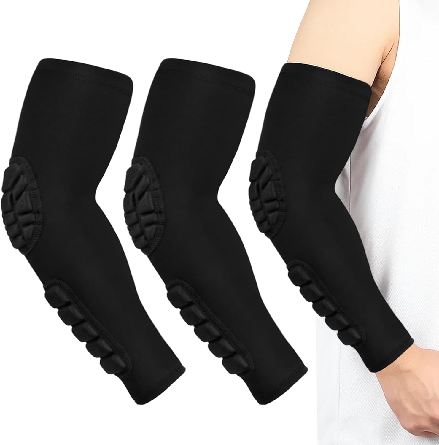 2 Pack Compression Padded Arm Sleeve, Breathable Elbow Pads, Comfort ...