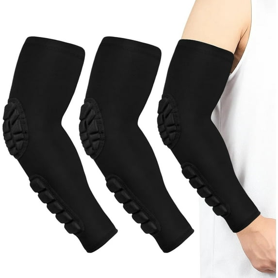 2 Pack Compression Padded Arm Sleeve, Breathable Elbow Pads, Comfort ...