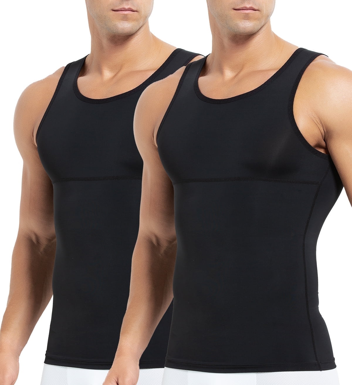 2 Pack Compression Undershirt for Men Slimming Body Shaper Vest Tank ...