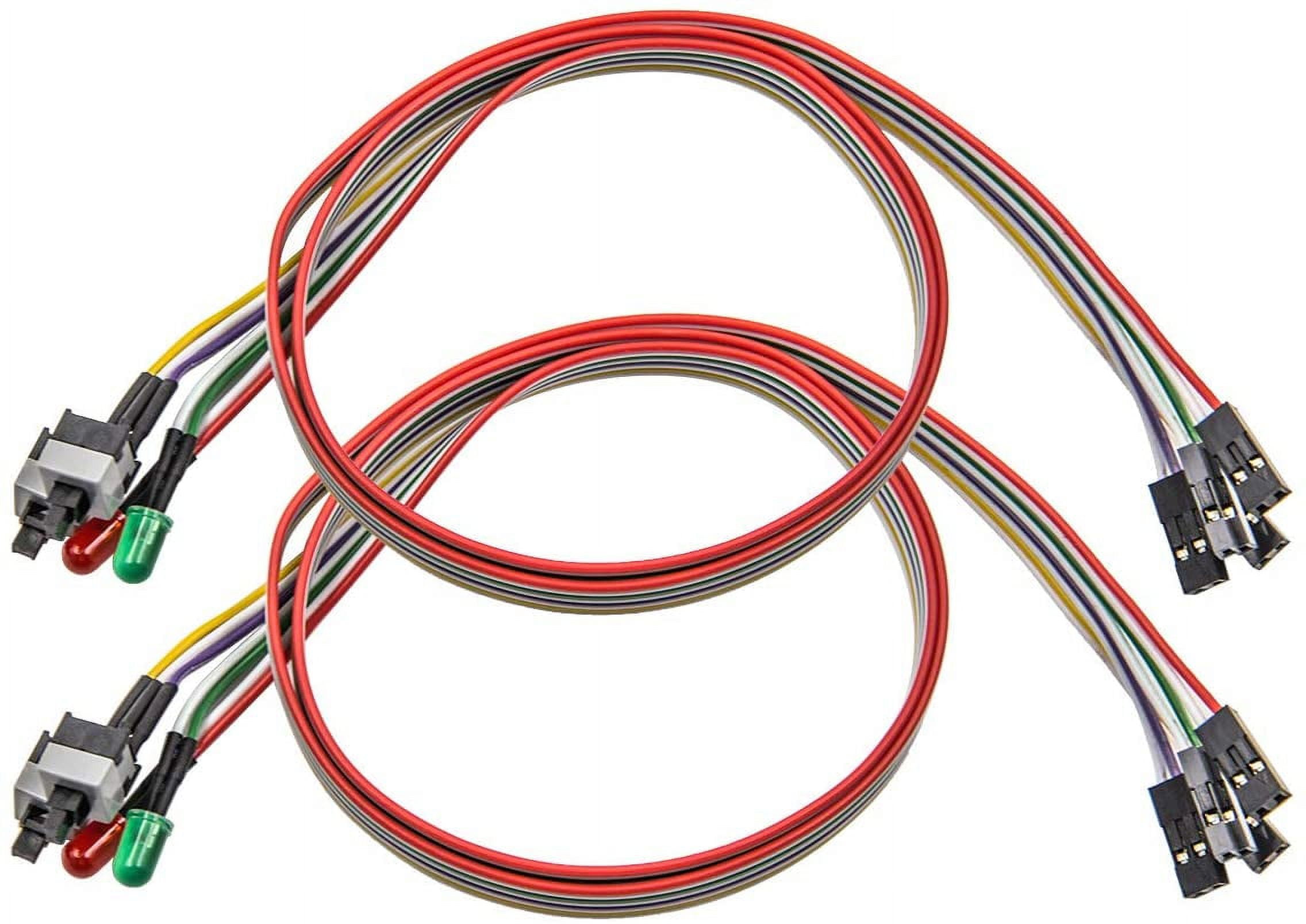 2 Pack Computer Case ATX Power On Off Reset Switch Cable with 2 x LED ...