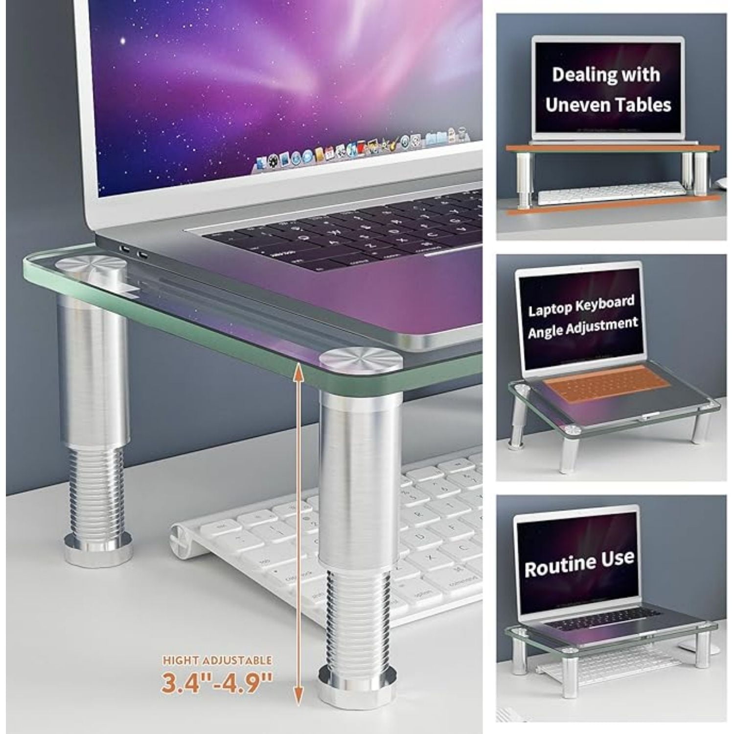 2 Pack Computer Monitor Riser with Height Adjustable Multi Media ...