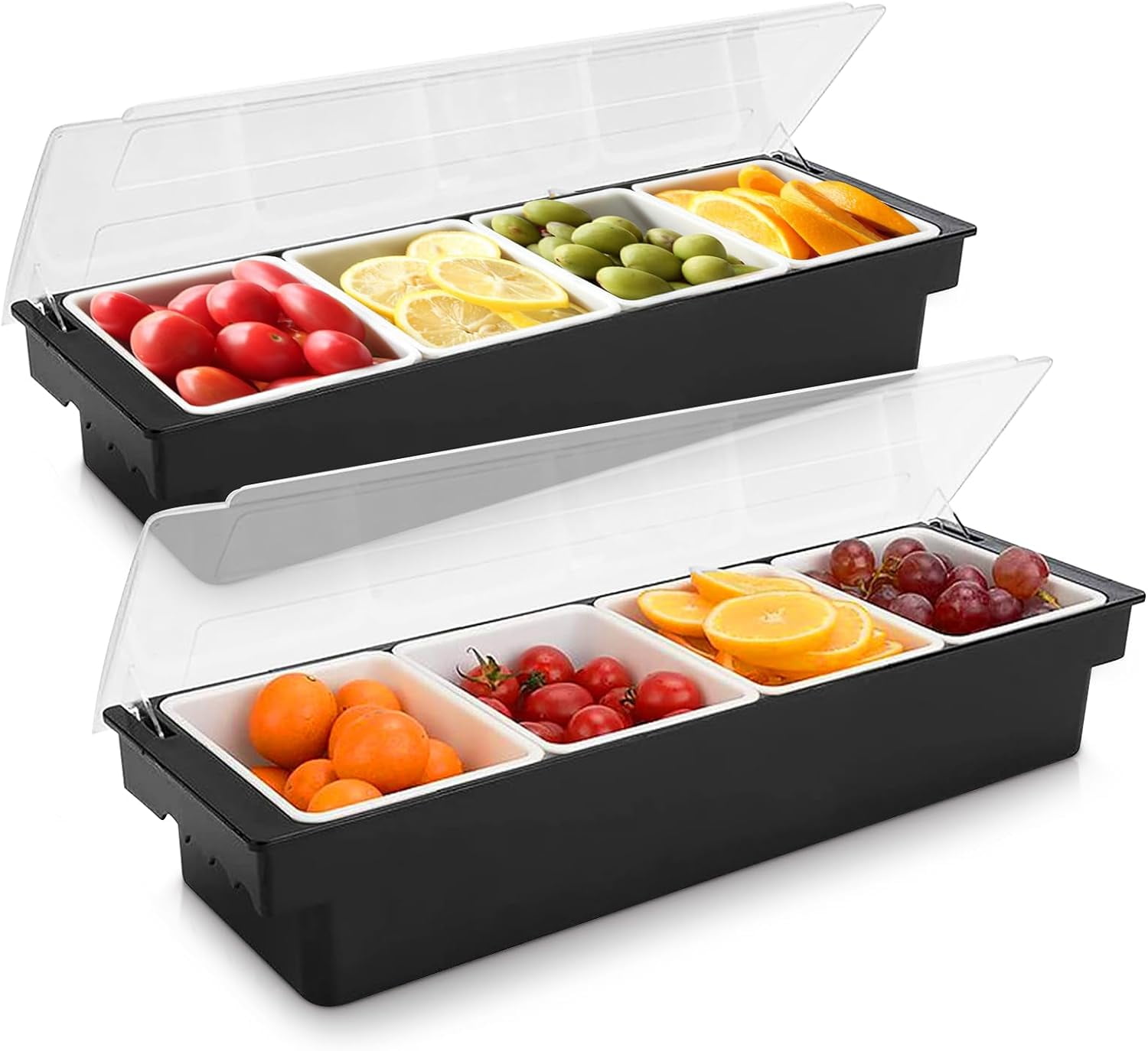 2 Pack Condiment Serving Container - Ice-Cooled, 4 Compartments - Ideal ...