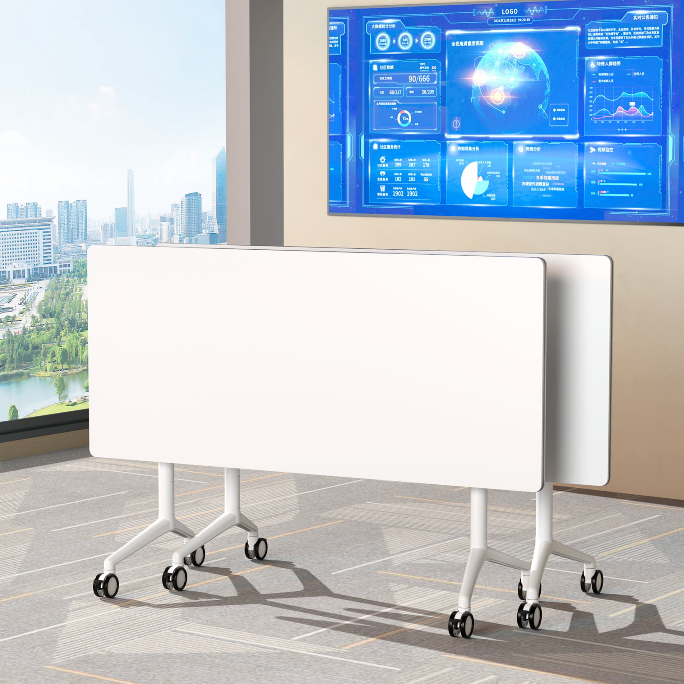 2 Pack Conference Table,Folding Conference Room Tables with Wheels,61 ...