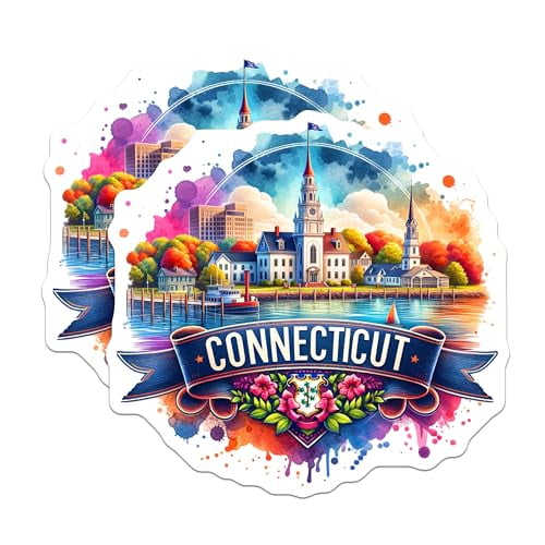 (2 Pack) Connecticut Magnets - State Souvenir - Colorful Magnet Art ...