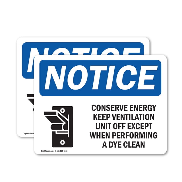 (2 Pack) Conserve Energy Keep Ventilation Sign - Walmart.com