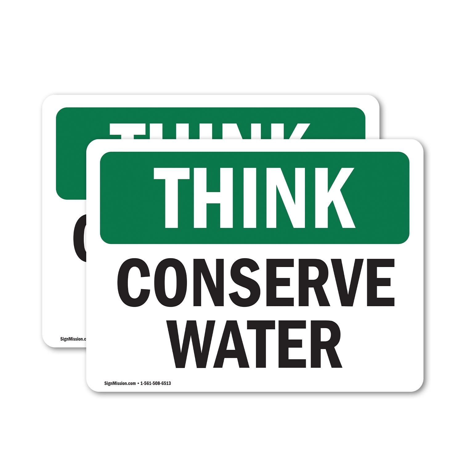 (2 Pack) Conserve Water OSHA Think Sign 5 Inch X 3.5 Inch Vinyl Label ...