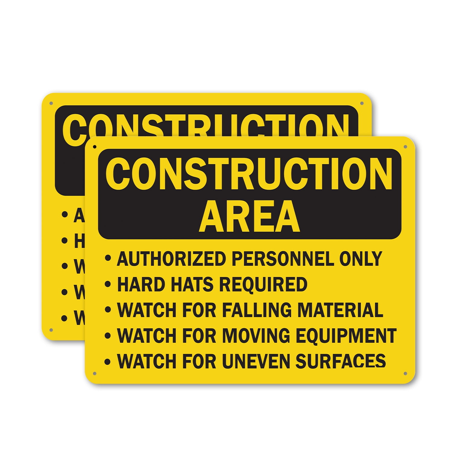 (2 Pack) Construction Area Authorized Personnel Only Hard Hats Required ...