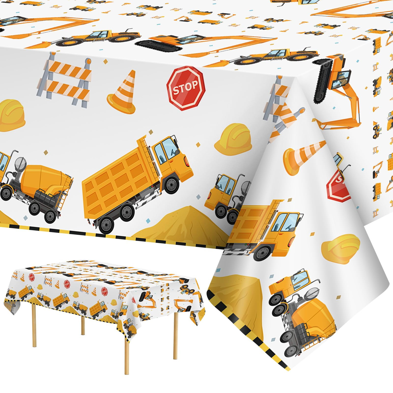 2 Pack Construction Table MMF7 Cloth - Dump Truck Tablecloth ...