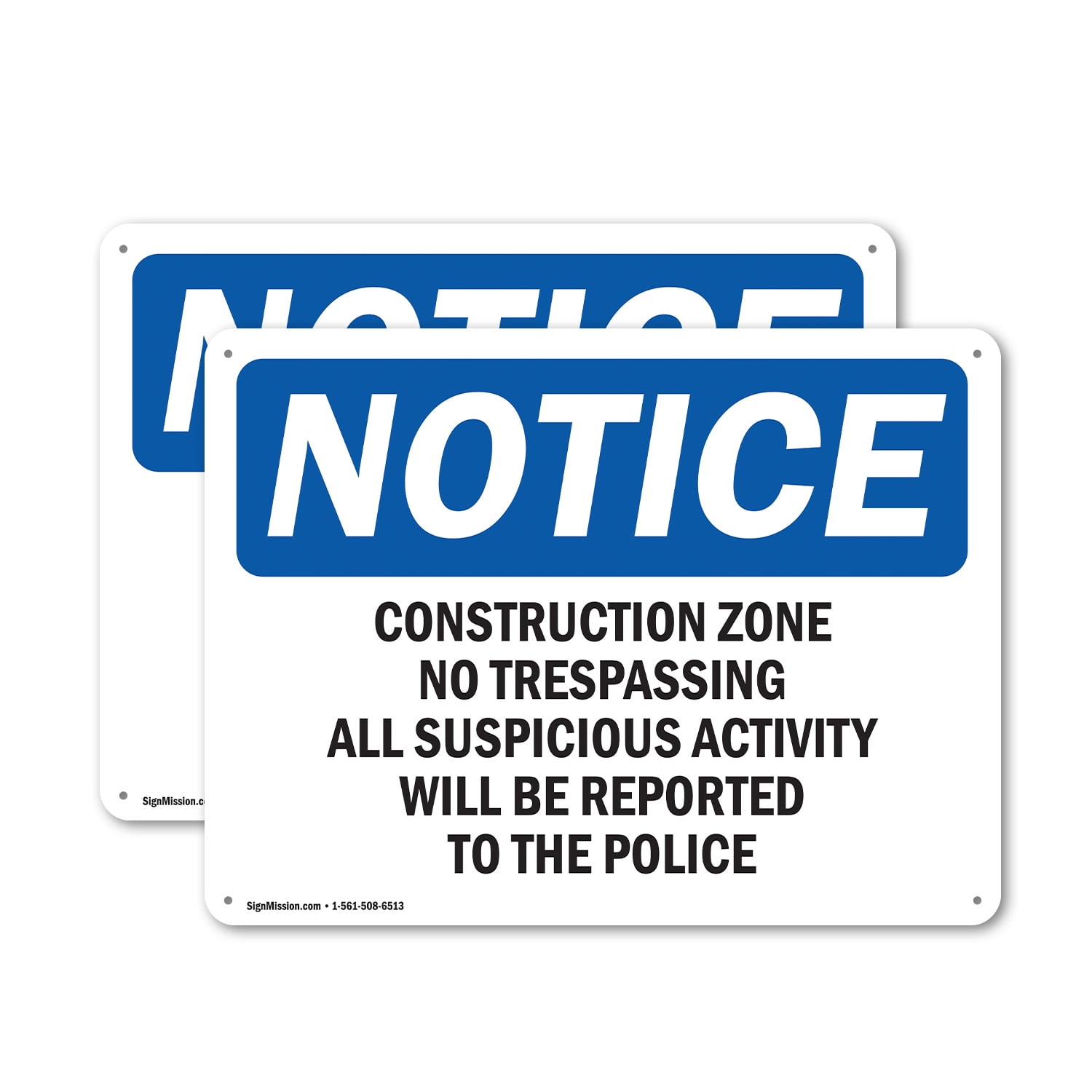 (2 Pack) Construction Zone No Trespassing All Suspicious OSHA Notice ...