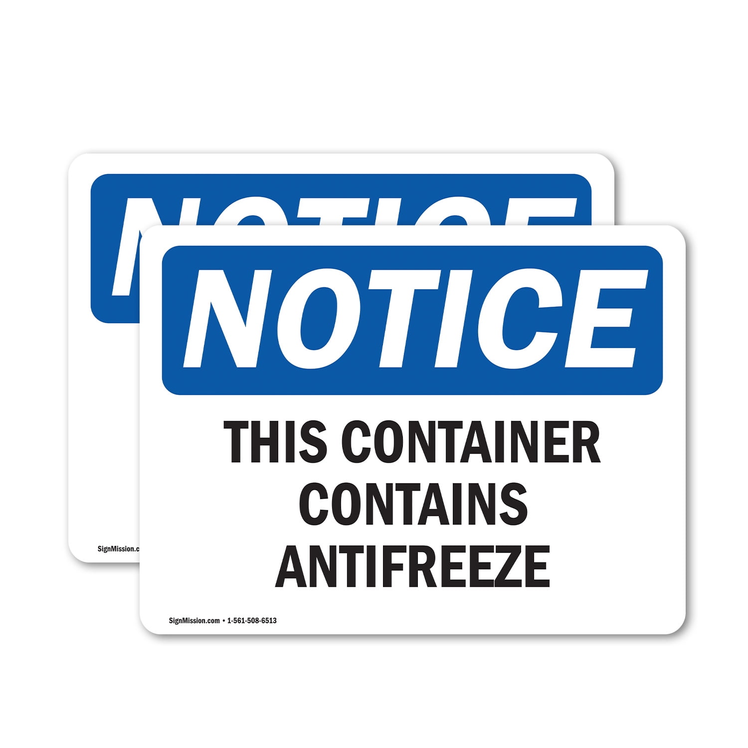 (2 Pack) This Container Contains Antifreeze OSHA Notice Sign 18 Inch X ...