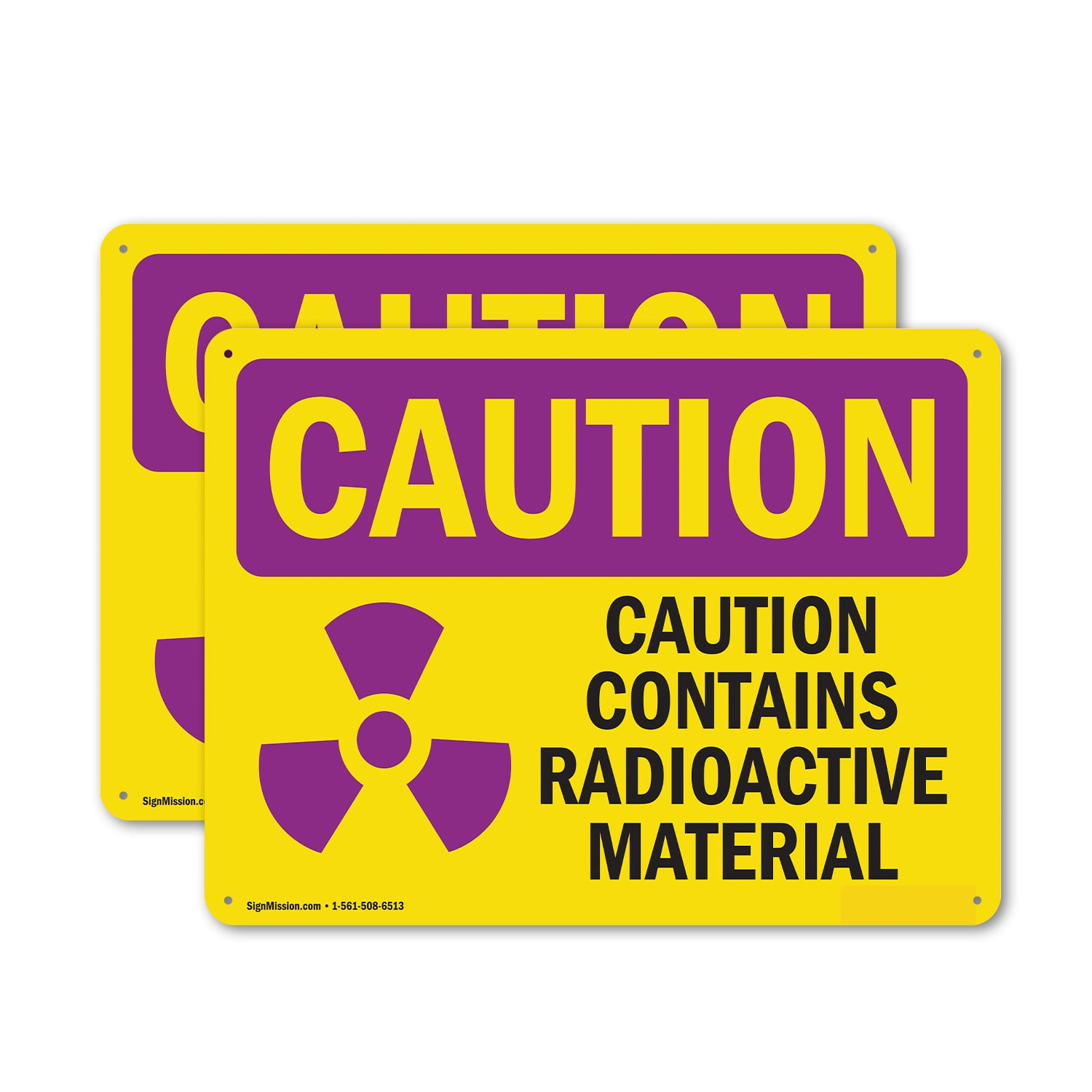 (2 Pack) Contains Radioactive Material OSHA Caution Radiation Sign 18 ...