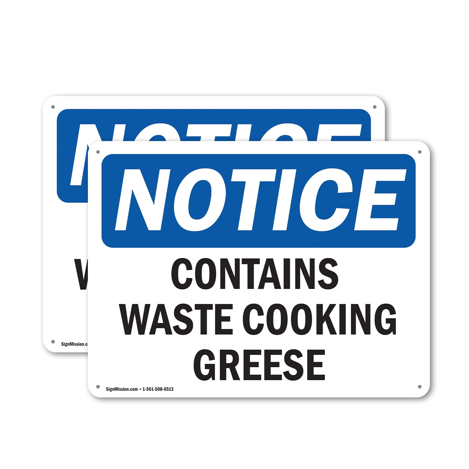 (2 Pack) Contains Waste Cooking Grease OSHA Notice Sign 24 Inch X 18 ...