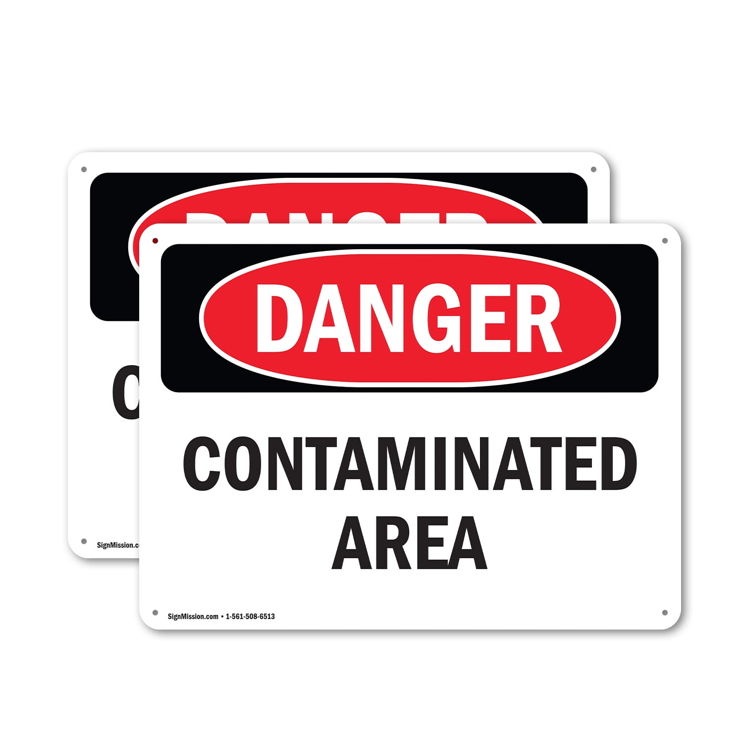 (2 Pack) Contaminated Area OSHA Danger Sign 14 Inch X 10 Inch Indoor ...