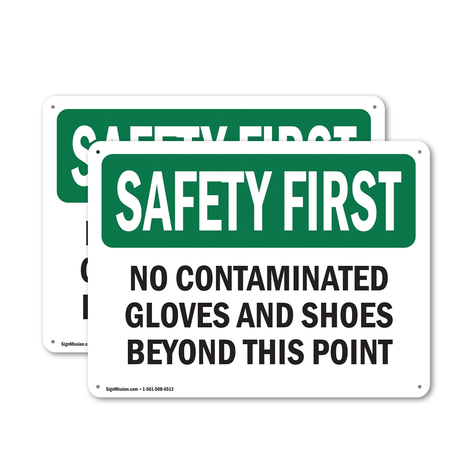(2 Pack) No Contaminated Gloves And Shoes Beyond This Point OSHA Safety ...