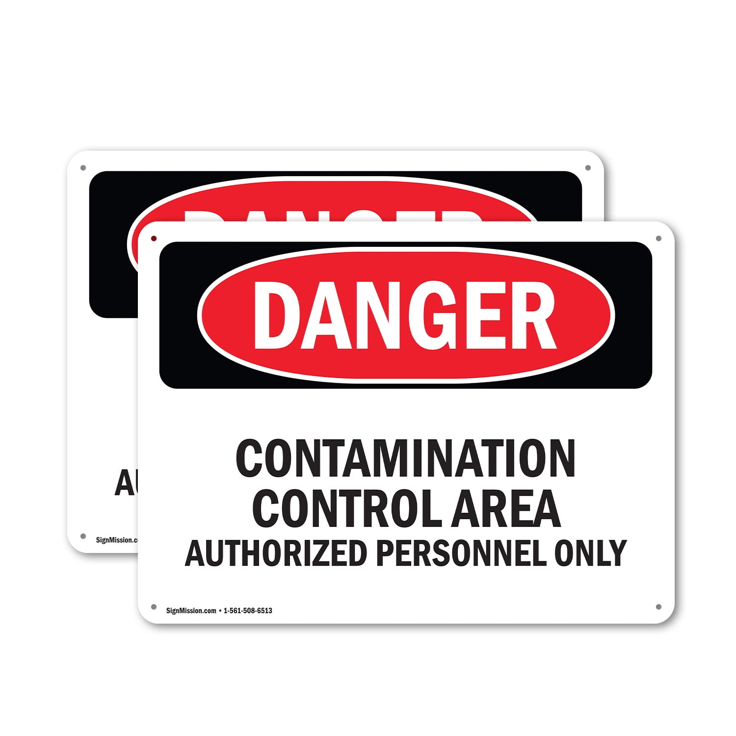 (2 Pack) Contamination Control Area Authorized OSHA Danger Sign 10 Inch ...