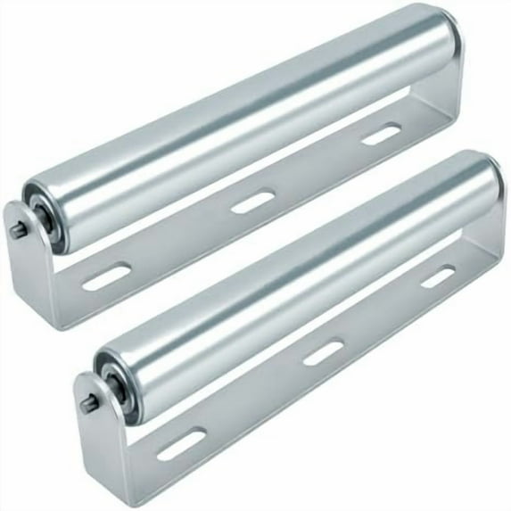 2 Pack Conveyor Long Roller and Bracket Set 10-inch, 1.5-inch Diameter Galvanized Steel Roller ...
