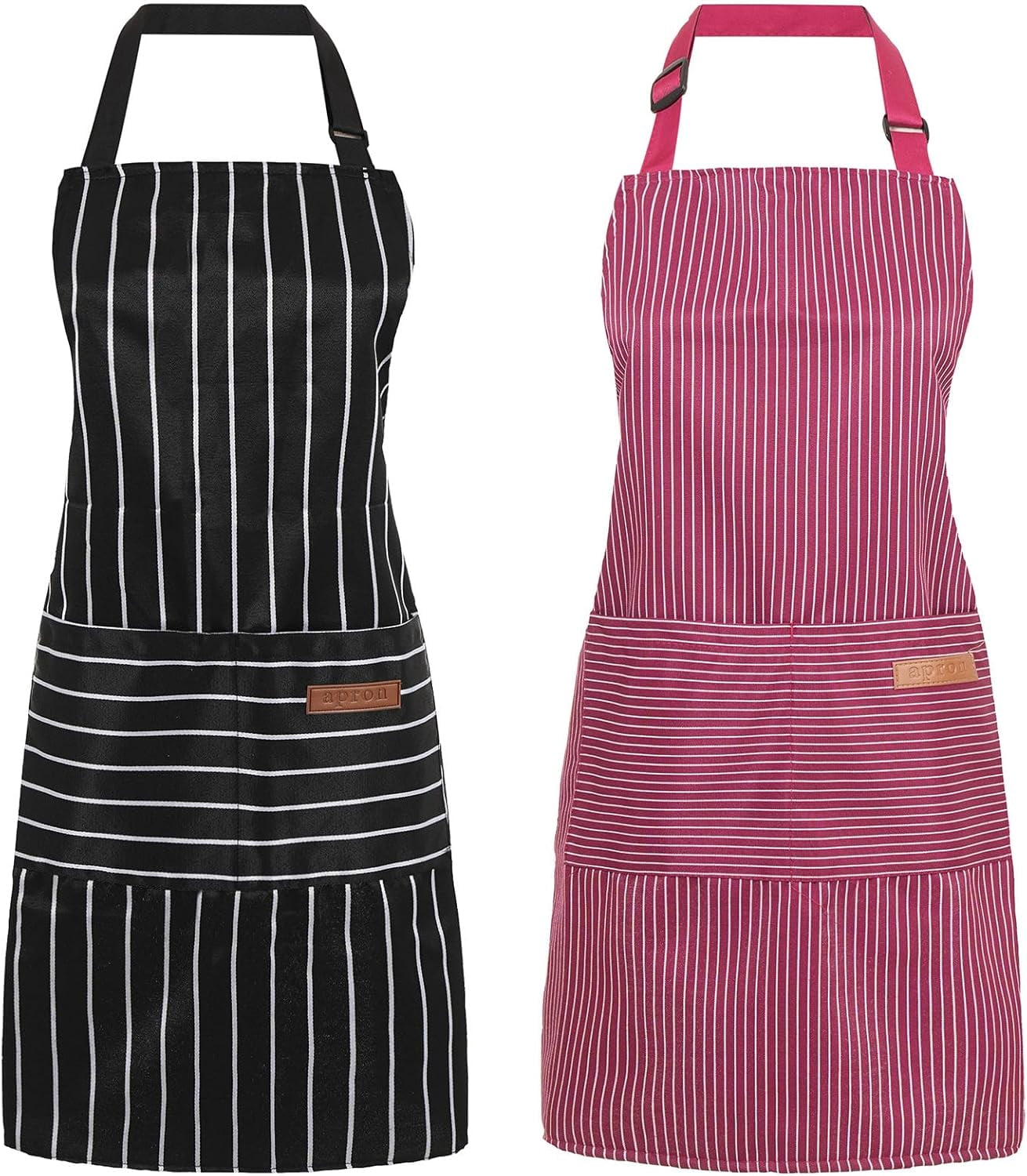 2 Pack Cooking Aprons Adjustable Bib Apron for Women with 2 Pockets ...