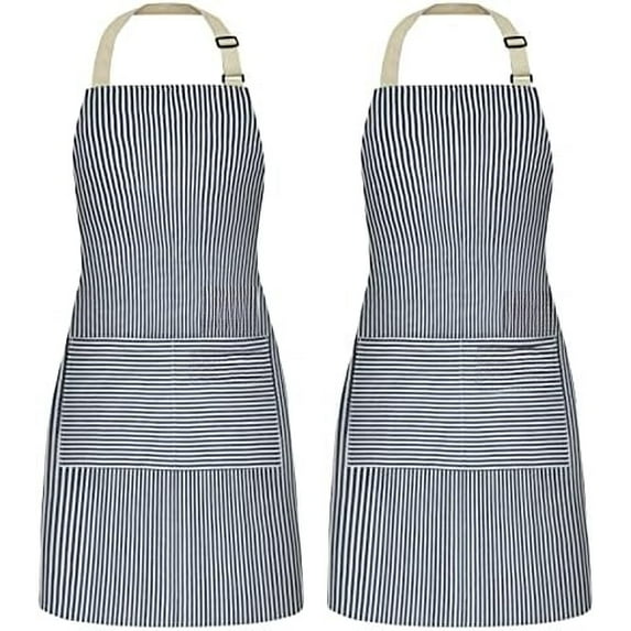 2 Pack Cooking Aprons for Women with Pockets, Adjustable Kitchen Bib ...