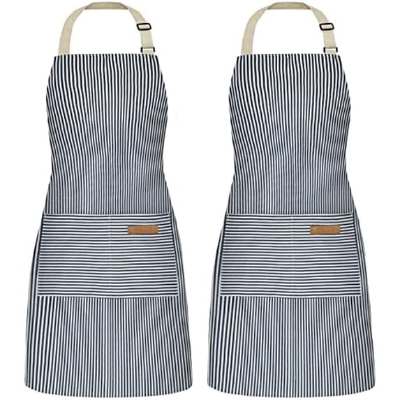 2 Pack Cooking Aprons for Women with Pockets, Adjustable Kitchen Bib ...