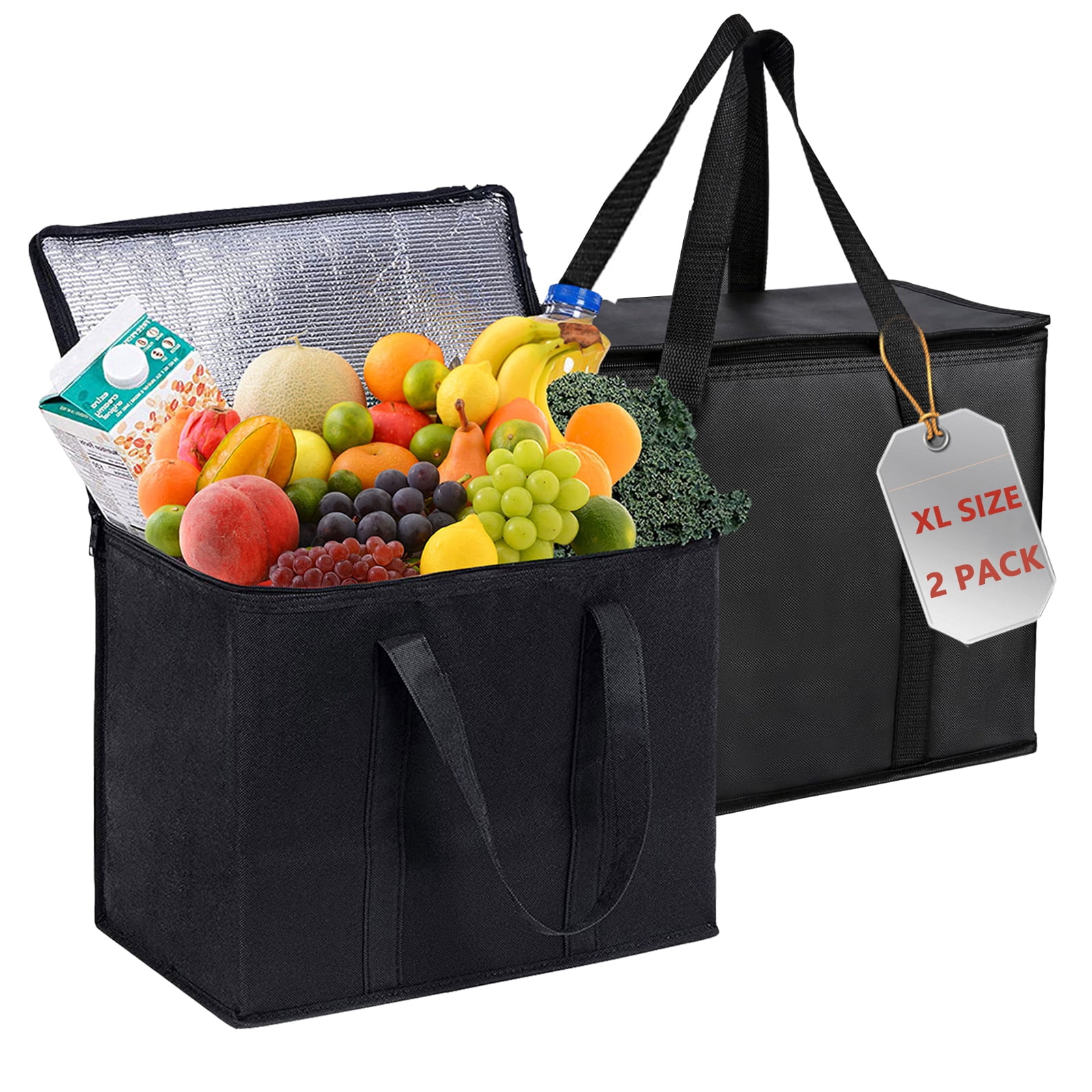 Ricihene Zipper Lid and Insulated Reusable Shopping Bag, 2 count ...