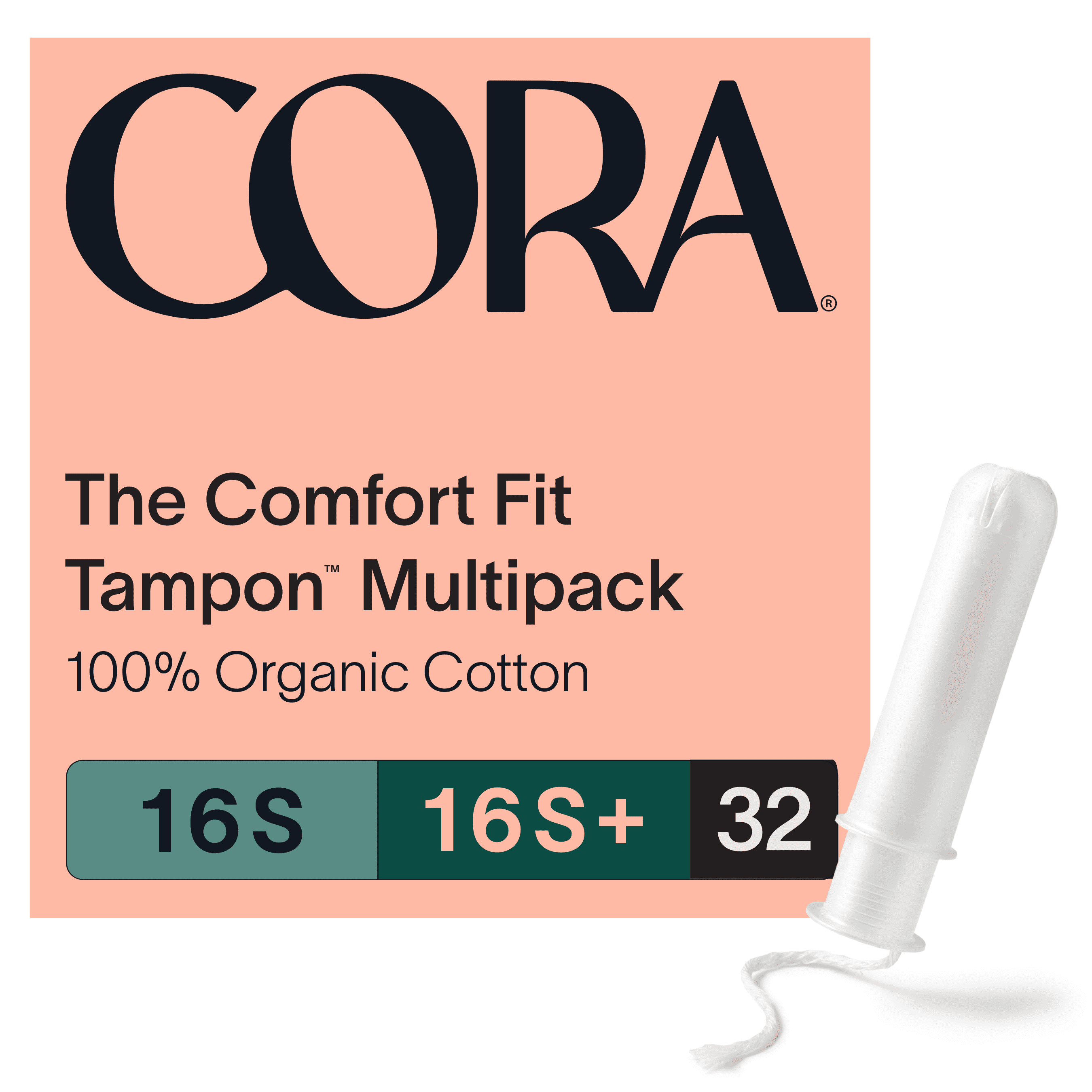 (2 Pack) Cora Compact Applicator Tampons, 100% Organic Cotton, Super ...